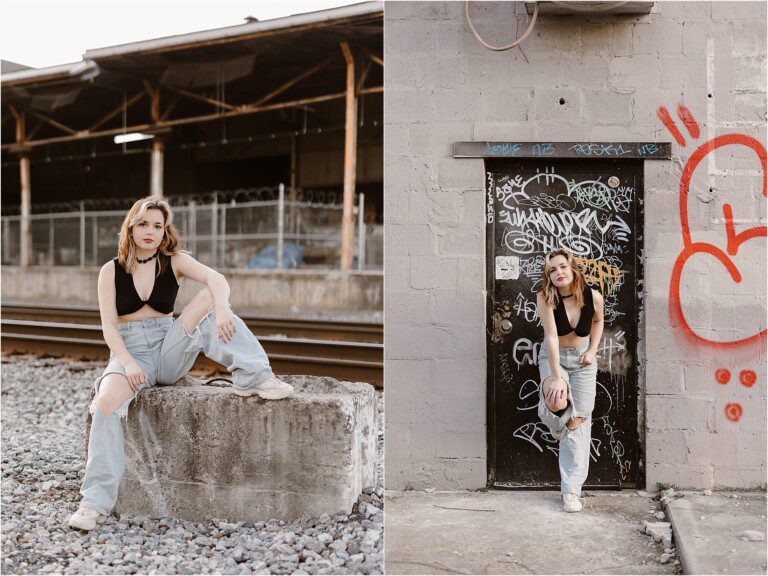 Old City Knoxville Senior Photos with Total Grunge Aesthetics